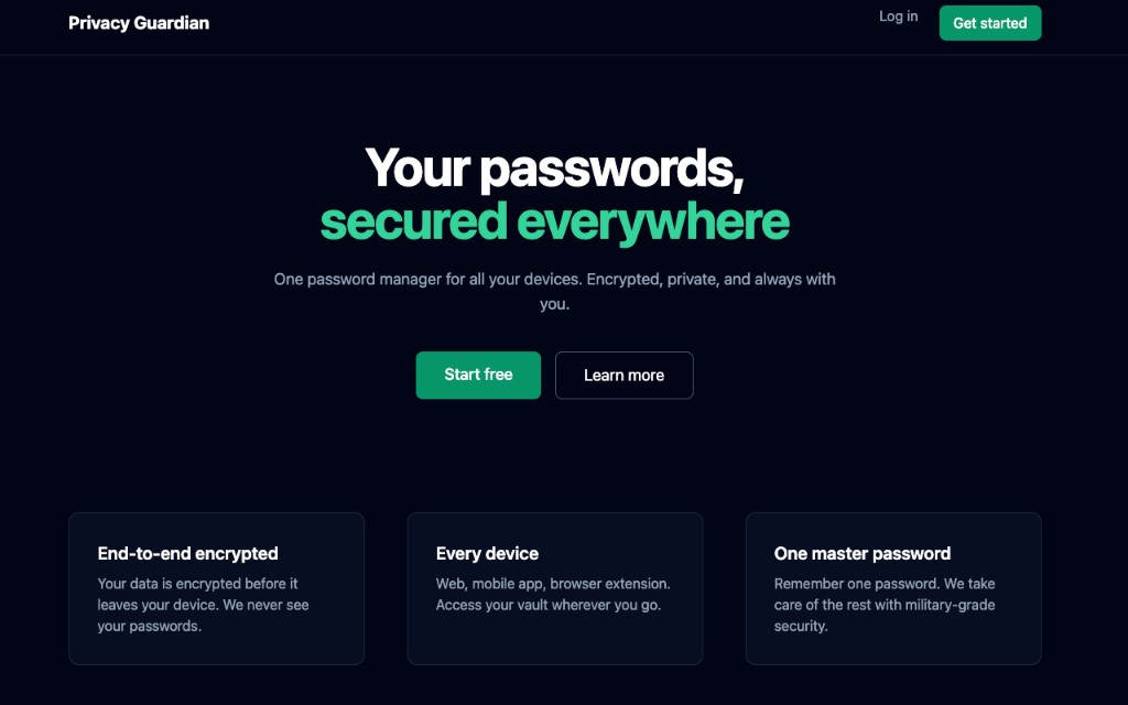 Privacy Guardian | Secure Password Manager, Breach Alerts & Overwatch